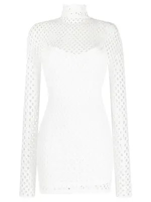 Philipp Plein Mesh-overlay Mini Dress - White