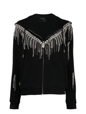 PHILIPP PLEIN Philipp Plein Crystal-Fringe Hooded Zip-Up