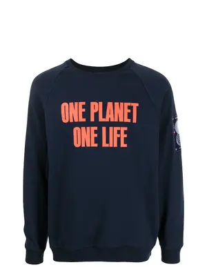 PORTS V One Planet One Life Logo-print Sweatshirt - Blue