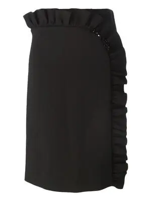 Simone Rocha Frilled Straight Skirt - Black
