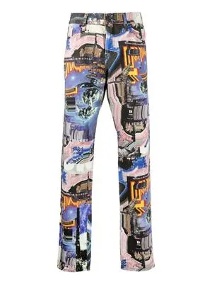 DIESEL® Graphic Print Cotton Jeans - Blue