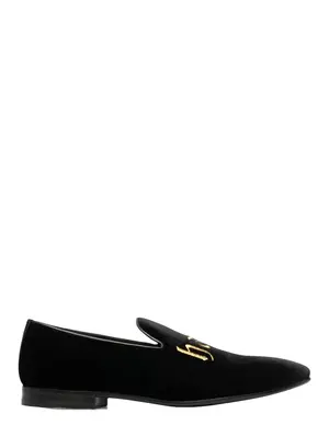 Philipp Plein Embroidered Velvet Loafers - Black