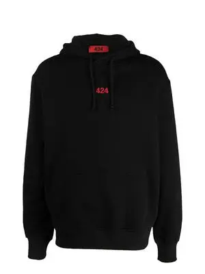 424 Logo-embroidered Cotton Hoodie - Black