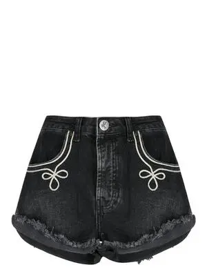ONETEASPOON Frayed-edge Denim Shorts - Black