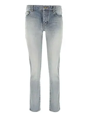 Saint Laurent Mid-rise Straight-leg Jeans With Distressed Effect - Blue