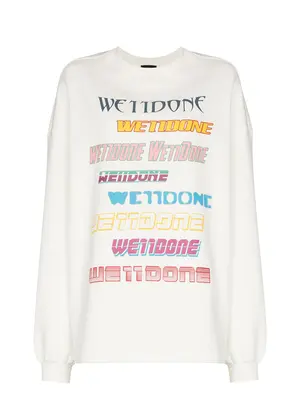 We11Done We11done Logo-Print Crew-Neck Sweatshirt White