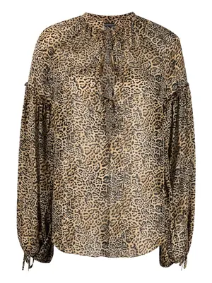 Wandering Leopard Print Blouse - Neutrals
