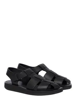 THE ROW Fisherman Leather Sandals - Black