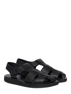 THE ROW Fisherman Leather Sandals Black