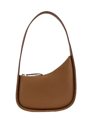 THE ROW The Row Leather Half Moon Bag Chestnut