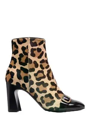 TOD'S Leopard Print Heeled Boots - Brown