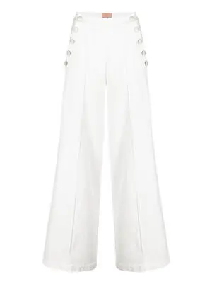 NUDE High-waisted Wide Leg Trousers - White