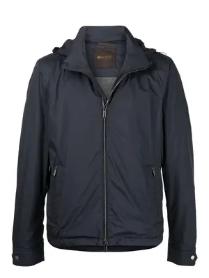 MOORER Hooded Zip-front Jacket - Blue
