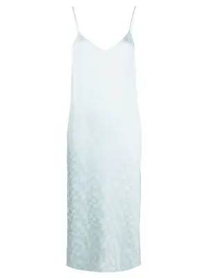 Palm Angels Palm Angels Monogram-Print Slip Dress Blue
