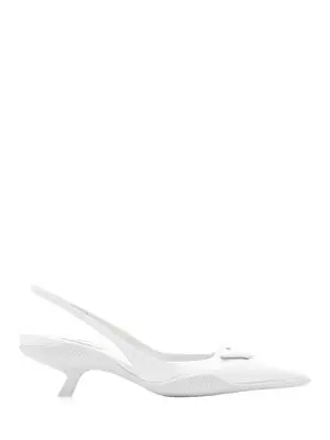 Prada Logo Leather Slingback Pumps - White