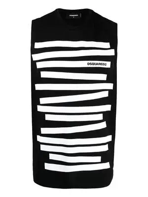 Dsquared2 Logo-print Striped Vest - Black