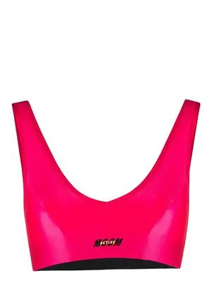 MSGM Logo Print Crop Top - Pink