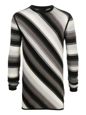 Rick Owens Diagonal Stripe Virgin Wool Sweater - Black