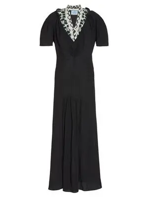 PRADA Wool-Paneled Stretch-Crepe Maxi Dress