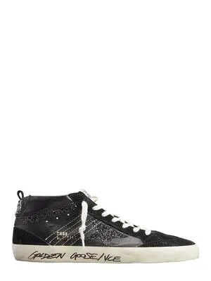 GOLDEN GOOSE Mid Star Glitter Wing-tip Sneakers - Black