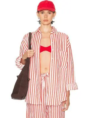 AEXAE AEXAE Linen Woven Shirt Stripe Red