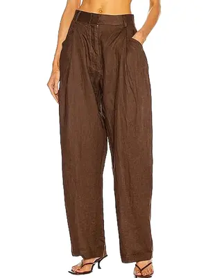 AEXAE Linen Trousers Chocolate