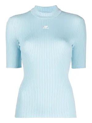 COURREGES Logo-embroidered Ribbed Sweater - Blue