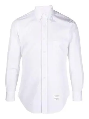 Thom Browne Button-down Rwb Detail Shirt - White