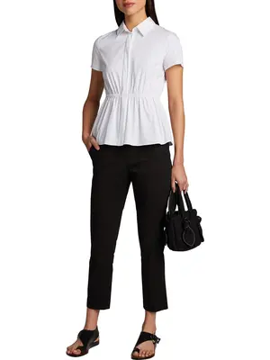 Theory Theory Treeca Good Linen Ankle Pants Green