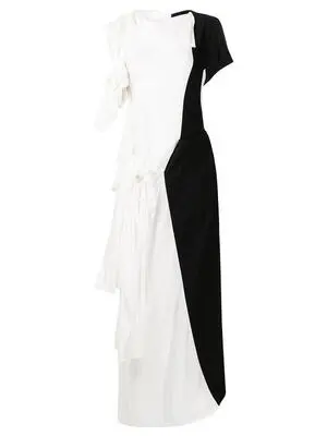 YOHJI YAMAMOTO Colour-Block Asymmetric Maxi Dress