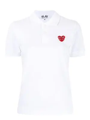 Play Comme Des Garcon Logo-patch Polo Shirt - White