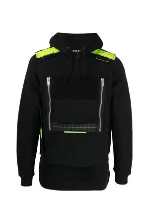 SANKUANZ Layered Hoodie With Reflective Details - Black