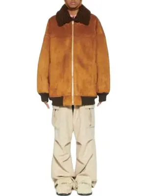 Miu Miu Shearling-trimmed Jacket - Brown