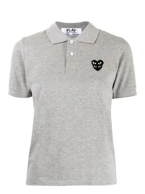 Play Comme Des Garcon Logo-patch Polo Shirt - Grey