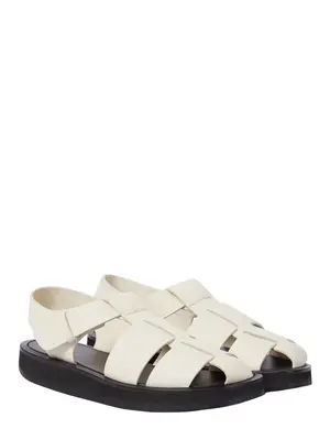 THE ROW Fisherman Leather Sandals - White