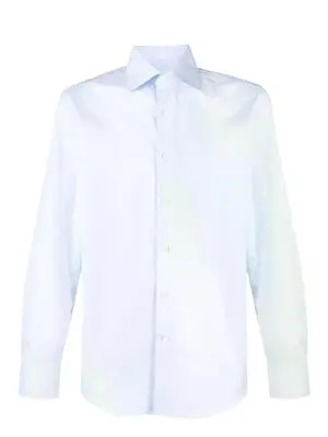Canali Long-sleeved Cotton Shirt Blue