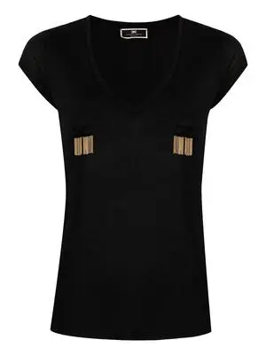 ELISABETTA FRANCHI Elisabetta Franchi Sequin-Embellished V-Neck T-Shirt