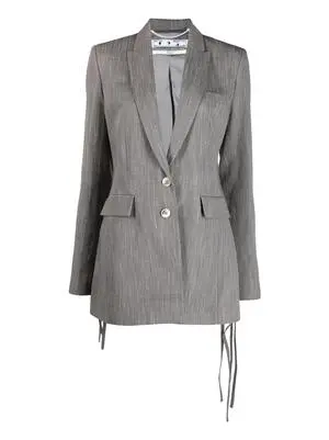 Off-White Fitted Blazer With Rear Logo Print - Grey
