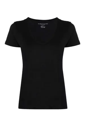 Majestic Filatures Scoop Neck Linen-blend T-shirt - Black