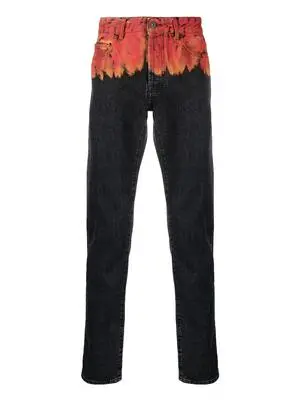 COUNTY OF MILAN Marcelo Burlon Flame-print Jeans - Black
