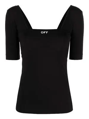 OFF-WHITE Off-White Logo Print Square Neck T-Shirt
