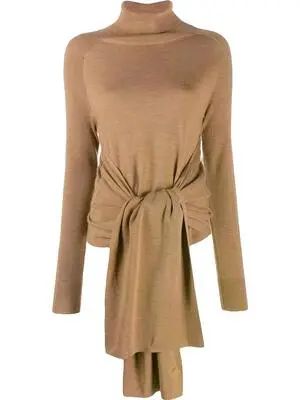 JW Anderson Roll Neck Jumper With Front Ties - Neutrals