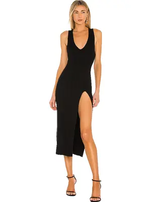 MICHAEL COSTELLO X Variegated Rib Bodycon Dress - Black
