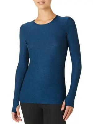 Beyond Yoga Beyond Yoga Classic Crew Pullover With Thumbholes Celestial Blue He
