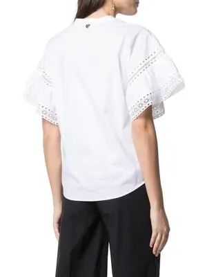 TWINSET Broderie Anglaise Flutter-Sleeve Blouse