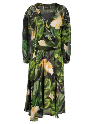 LIU JO LIU JO Tropical-Print Midi Dress