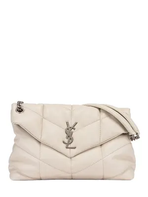 Saint Laurent Medium Monogramme Puffer Loulou Shoulder Bag - Crema Soft