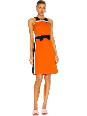 Miu Miu Intarsia Technical Jersey Dress - Arancio & Baltico
