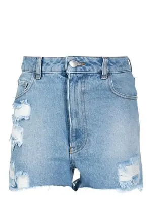Gcds Ripped Denim Shorts - Blue