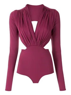 AMIR SLAMA Draped Bodysuit - Red